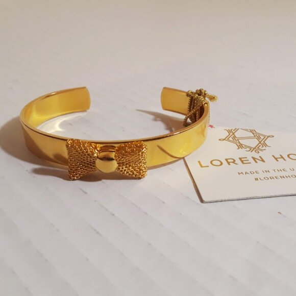Loren Hope | Jewelry | Loren Hope Bow Open Cuff Gold Tone Bracelet ...
